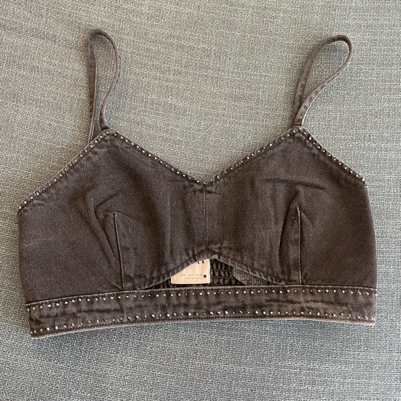Zara | Tops | Zara Denim Studded Bralette | Poshmark